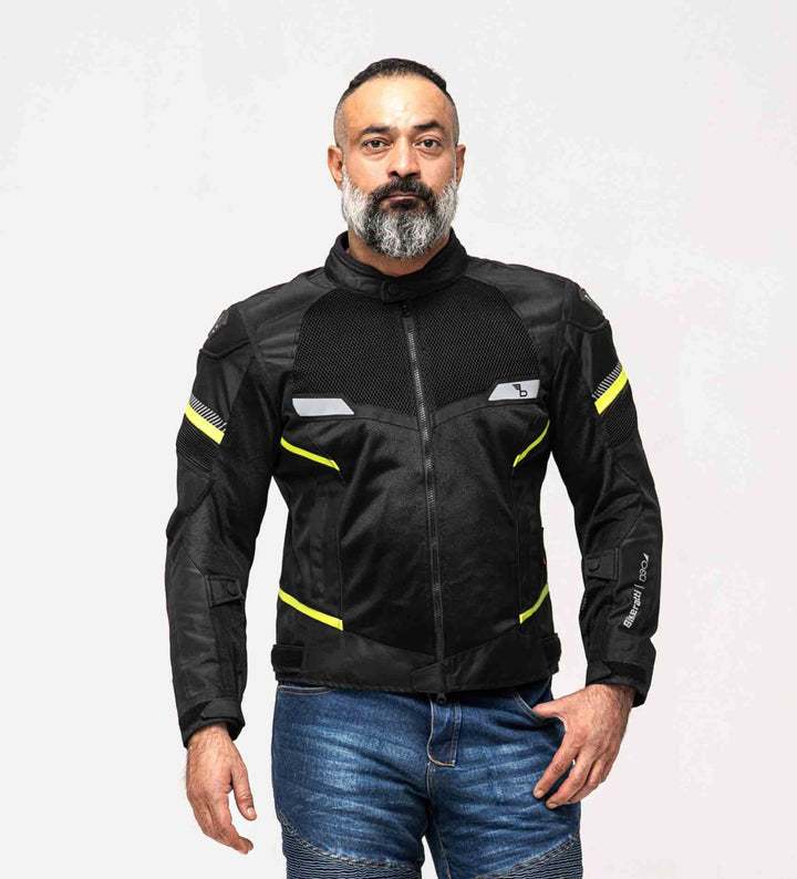 Veloce Men's Motorcycle Jacket - Black Neon | Bikeratti